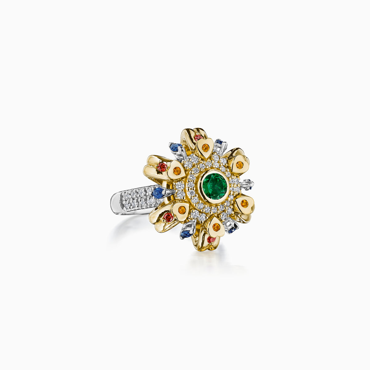 Platinum & Gold Queen's Crown Ring Set With Gems – Aníshéré New York